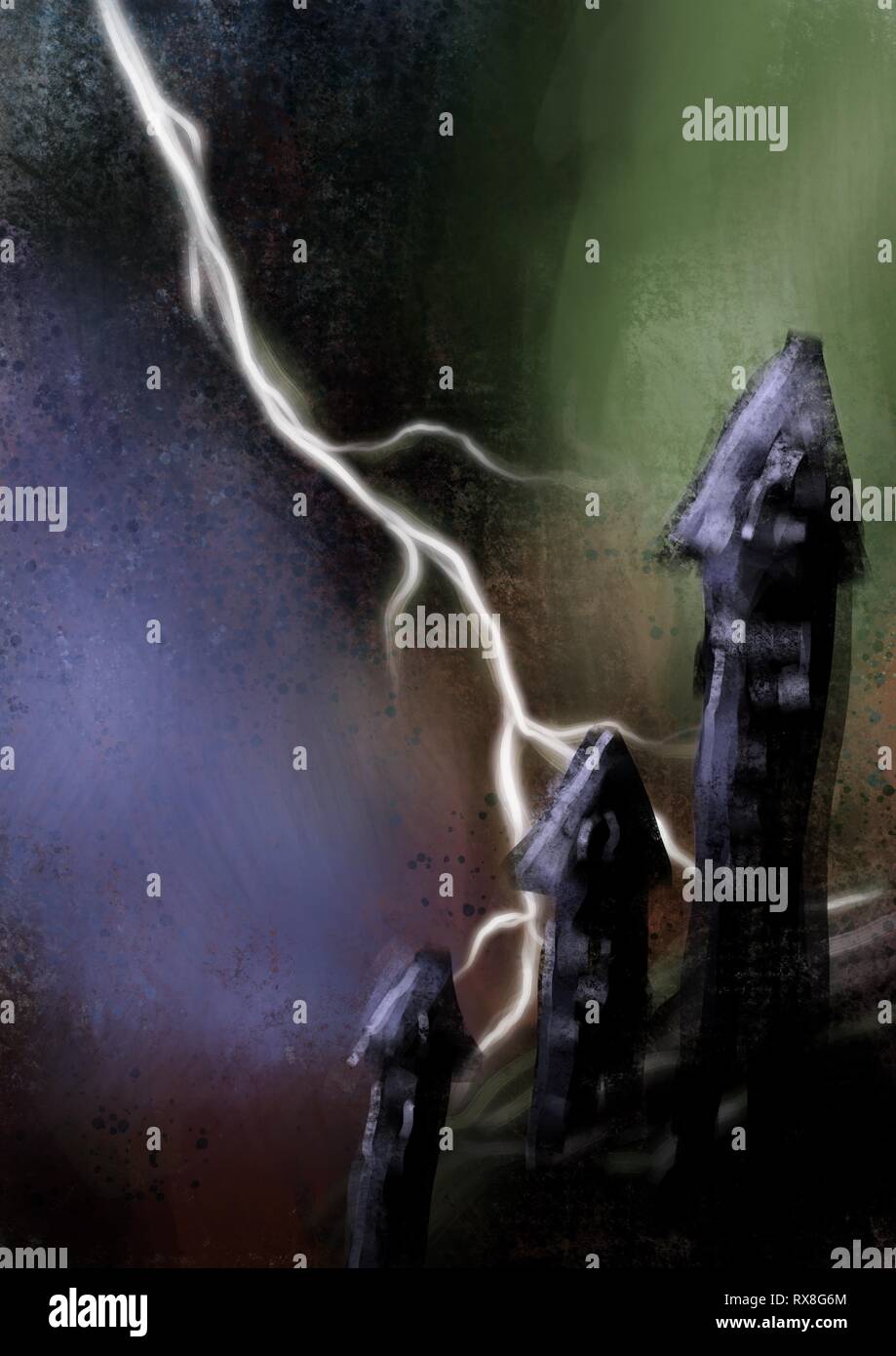 A dark foreboding castle illustration Stock Photo - Alamy