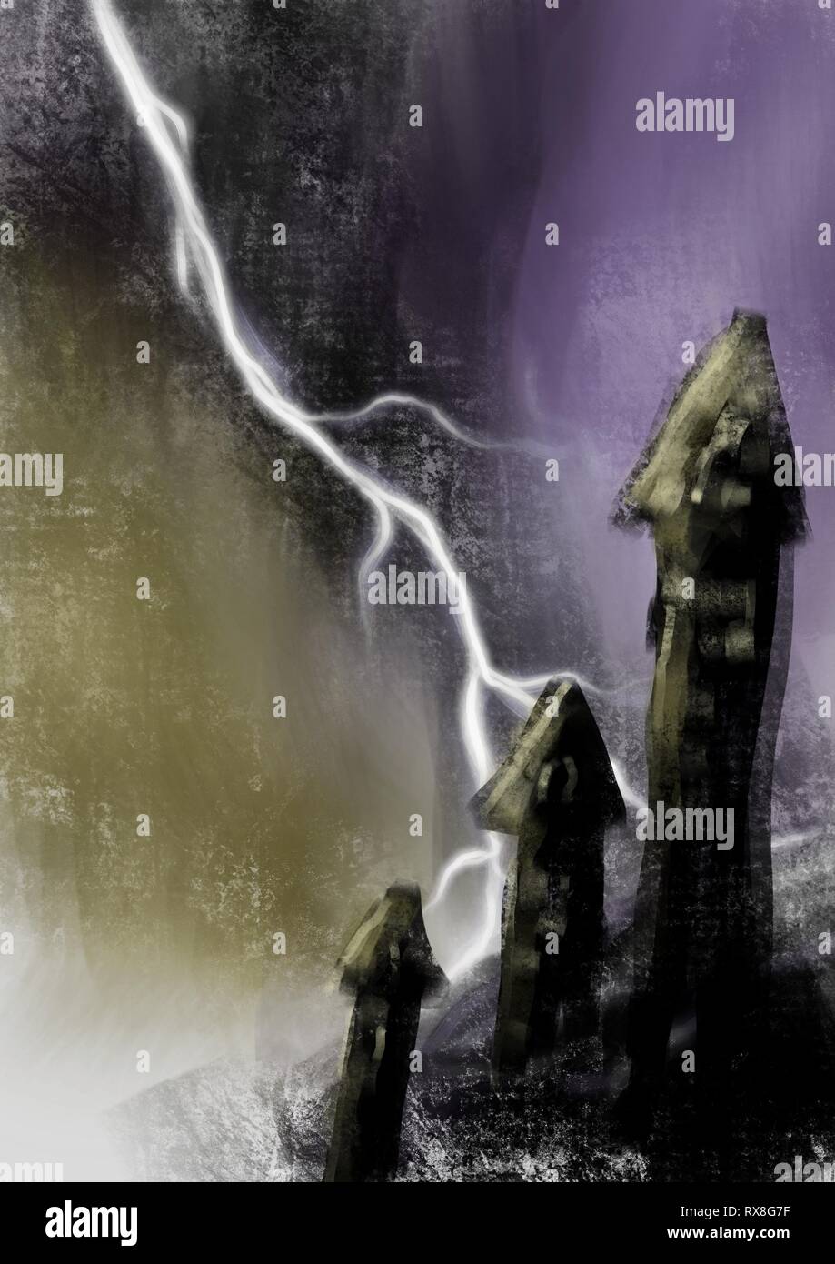 A dark foreboding castle illustration Stock Photo - Alamy