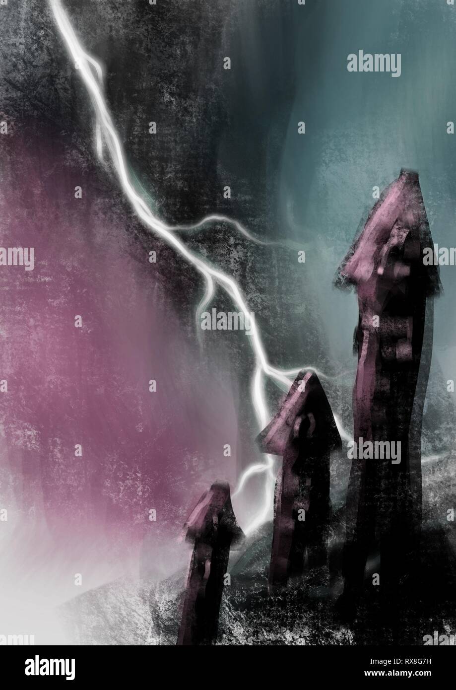 A dark foreboding castle illustration Stock Photo - Alamy