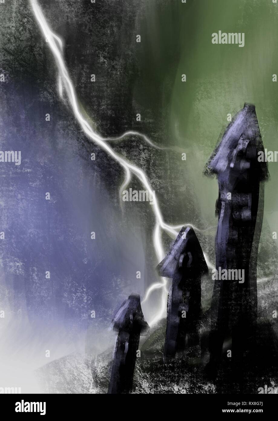 A dark foreboding castle illustration Stock Photo - Alamy