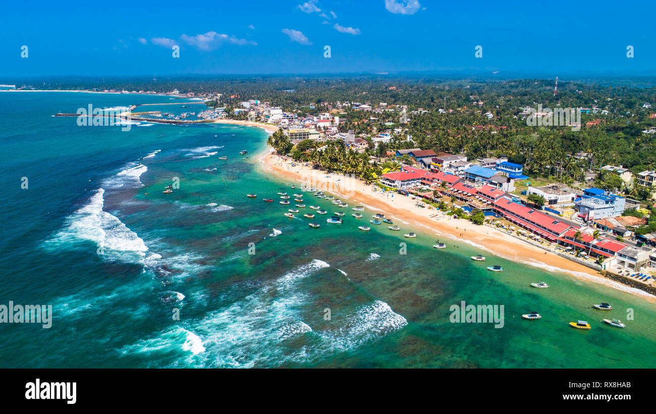 Aerial. Hikkaduwa beach. Sri Lanka Stock Photo - Alamy