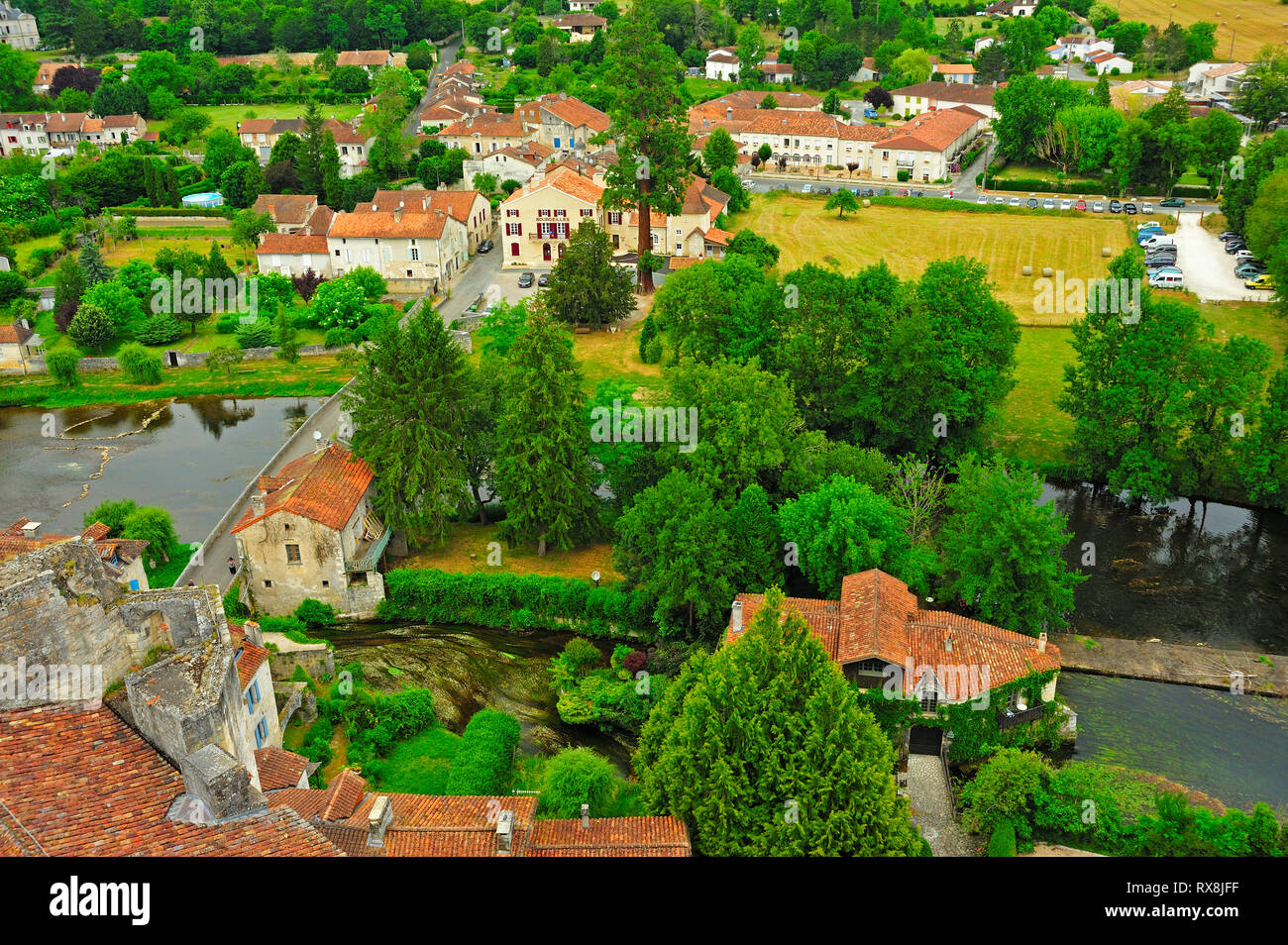 Village viewed from chateau bourdeilles hi-res stock photography and ...