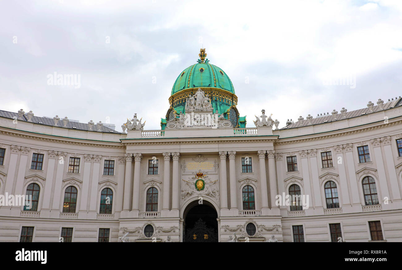 Hofburg palace on St. Michael square (Michaelerplatz), Vienna, Austria ...