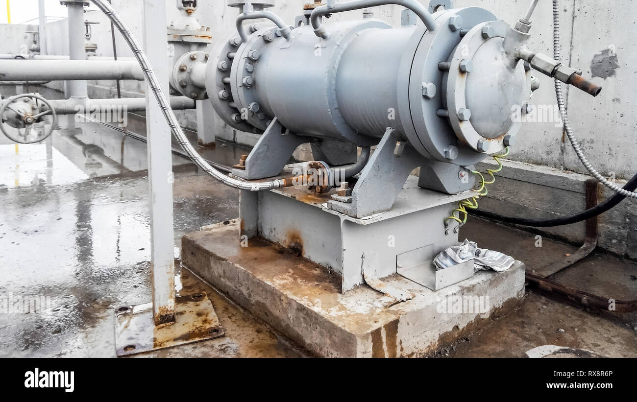 The pump for pumping of oil and products. Oil refinery. Equipment for ...