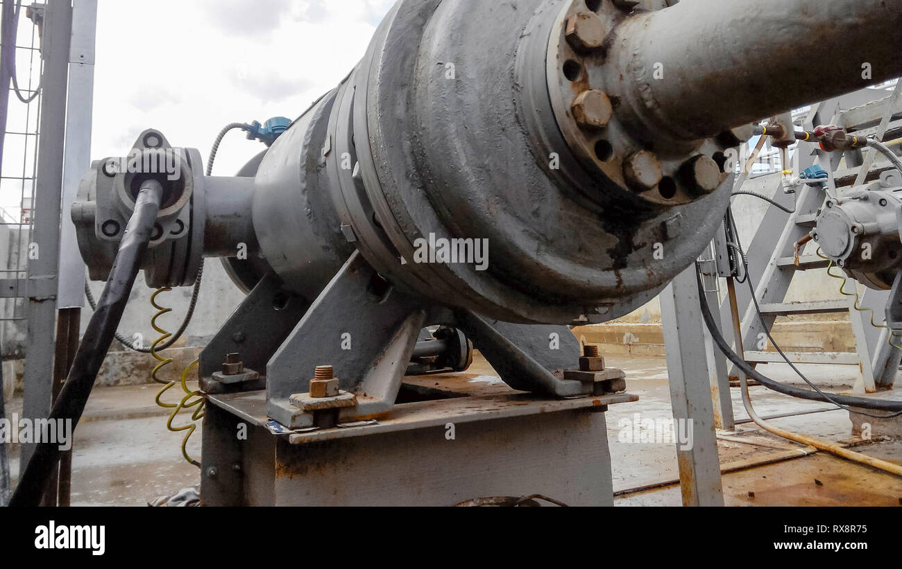 The pump for pumping of oil and products. Oil refinery. Equipment for ...