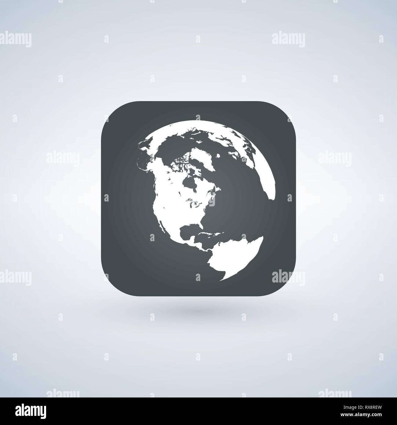 Globe icon over black app button with shadow, vector illustration Stock ...