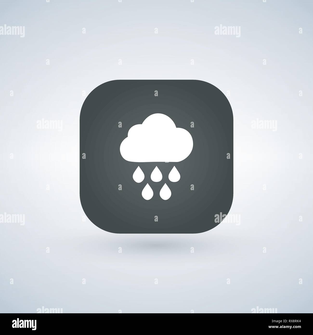Light rain weather vector icon over application button, vector ...
