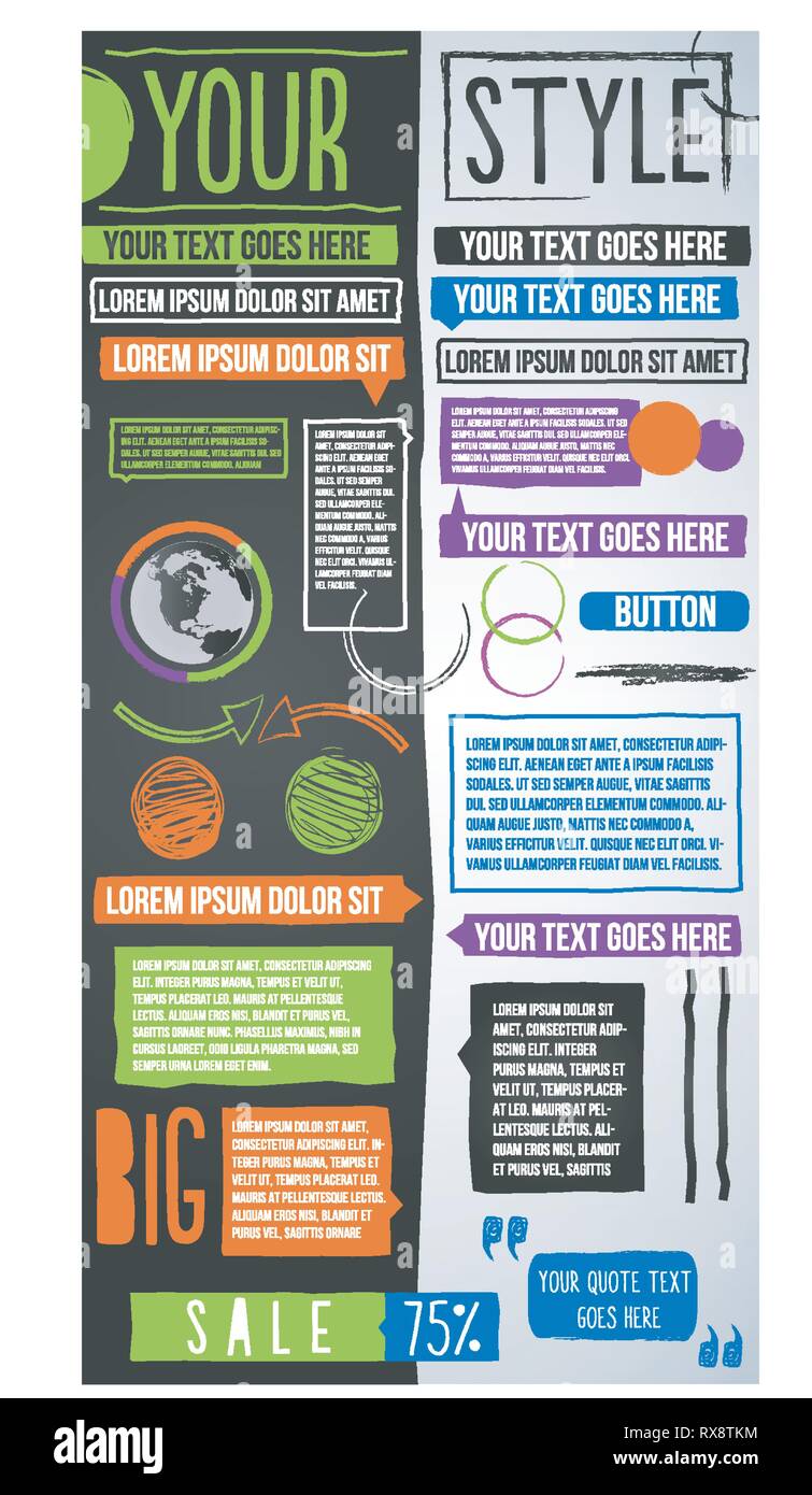 Page Publishing Design elements, sketch freestyle. Vector illustration ...