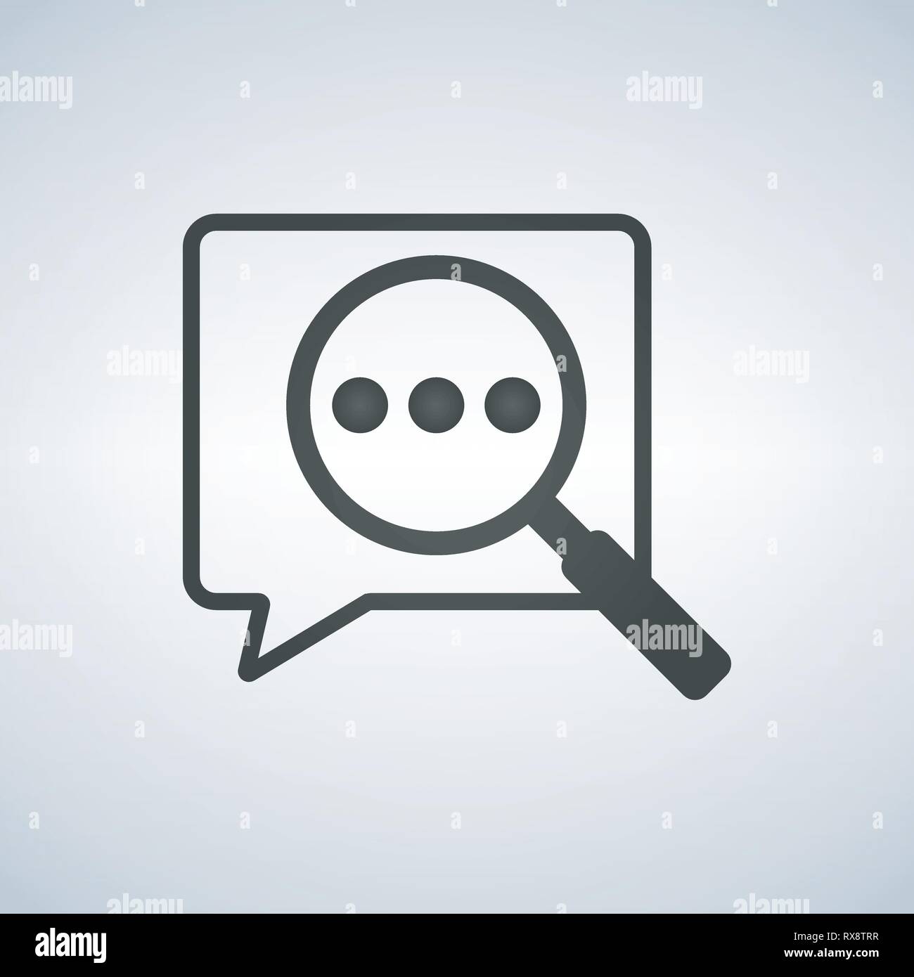 Speech bubble icon with magnifier symbol, vector illustration Stock ...
