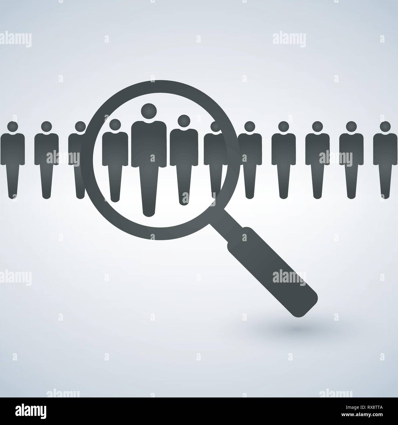 Magnifying glass seeking people. Job search and career choice ...