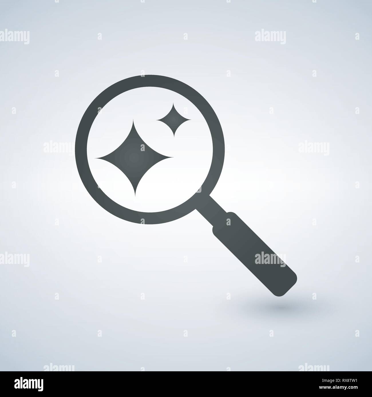Magnifying glass diamond cleaning service isolated on white background ...