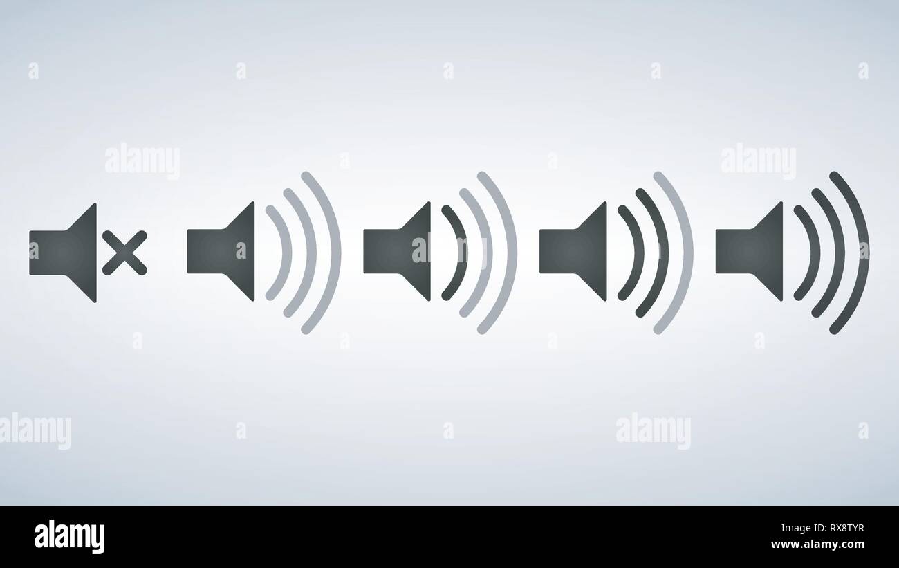 Set of Sound Icons Vector Design Flat Style Volume levels Stock Vector ...