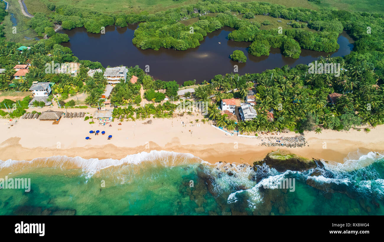 Aerial. Tangalle beach. Sri Lanka Stock Photo - Alamy