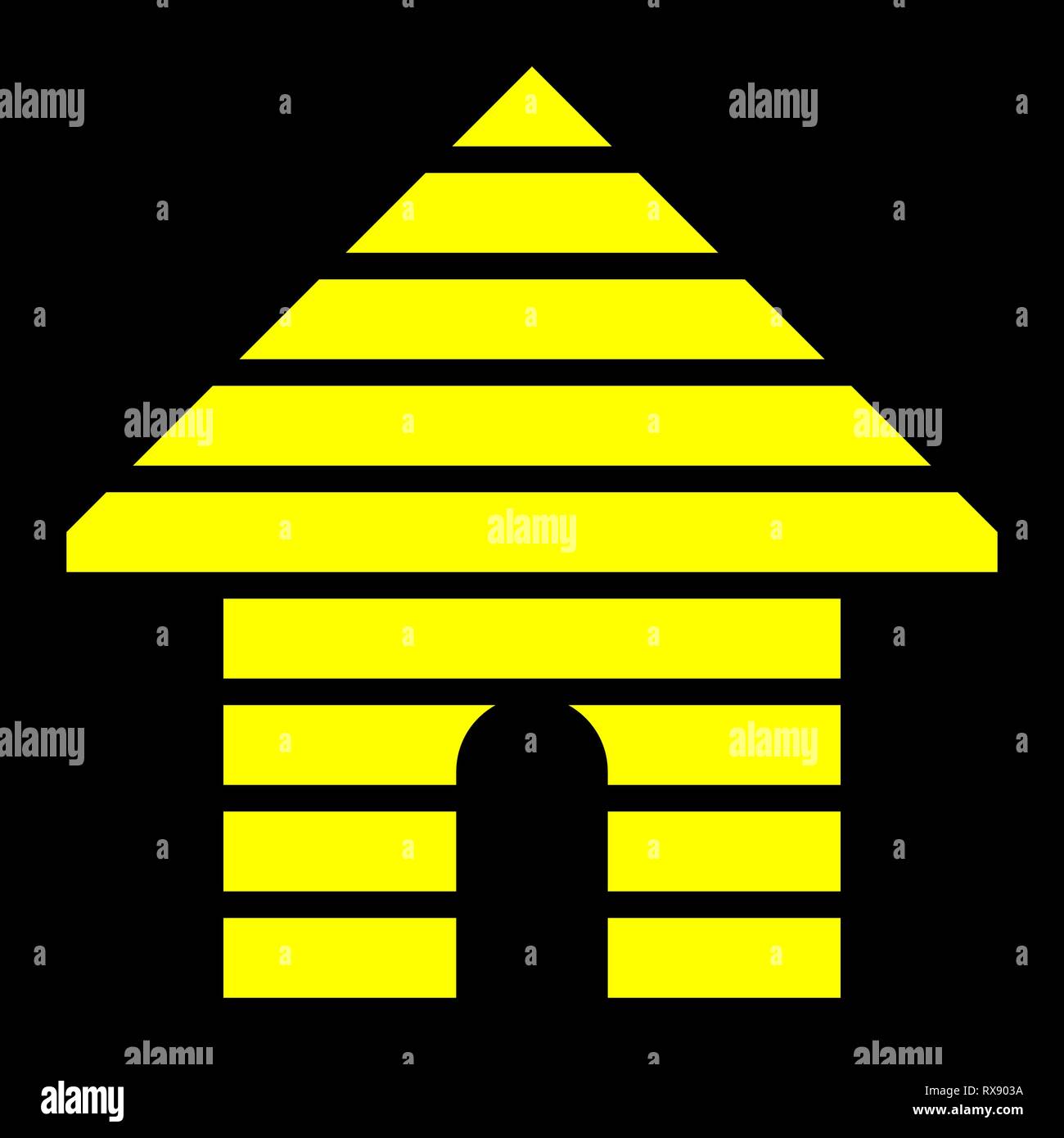 Home symbol icon - yellow striped, isolated - vector illustration Stock ...