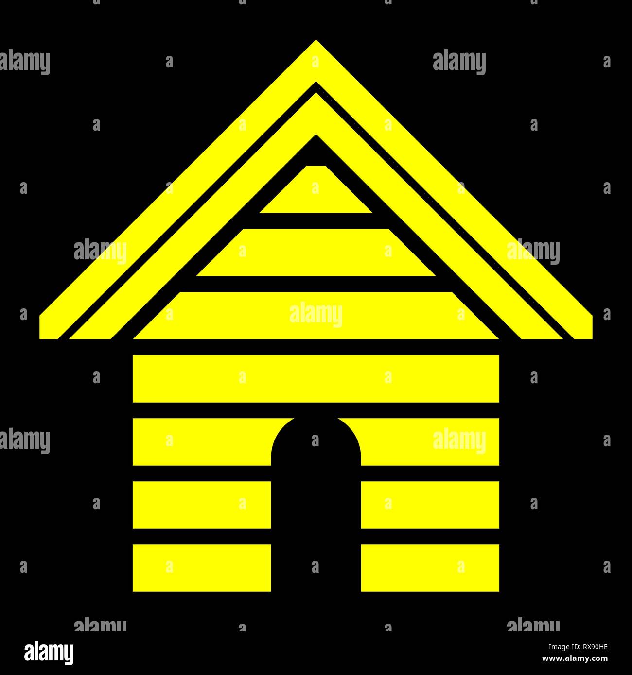 Home symbol icon - yellow striped, isolated - vector illustration Stock ...