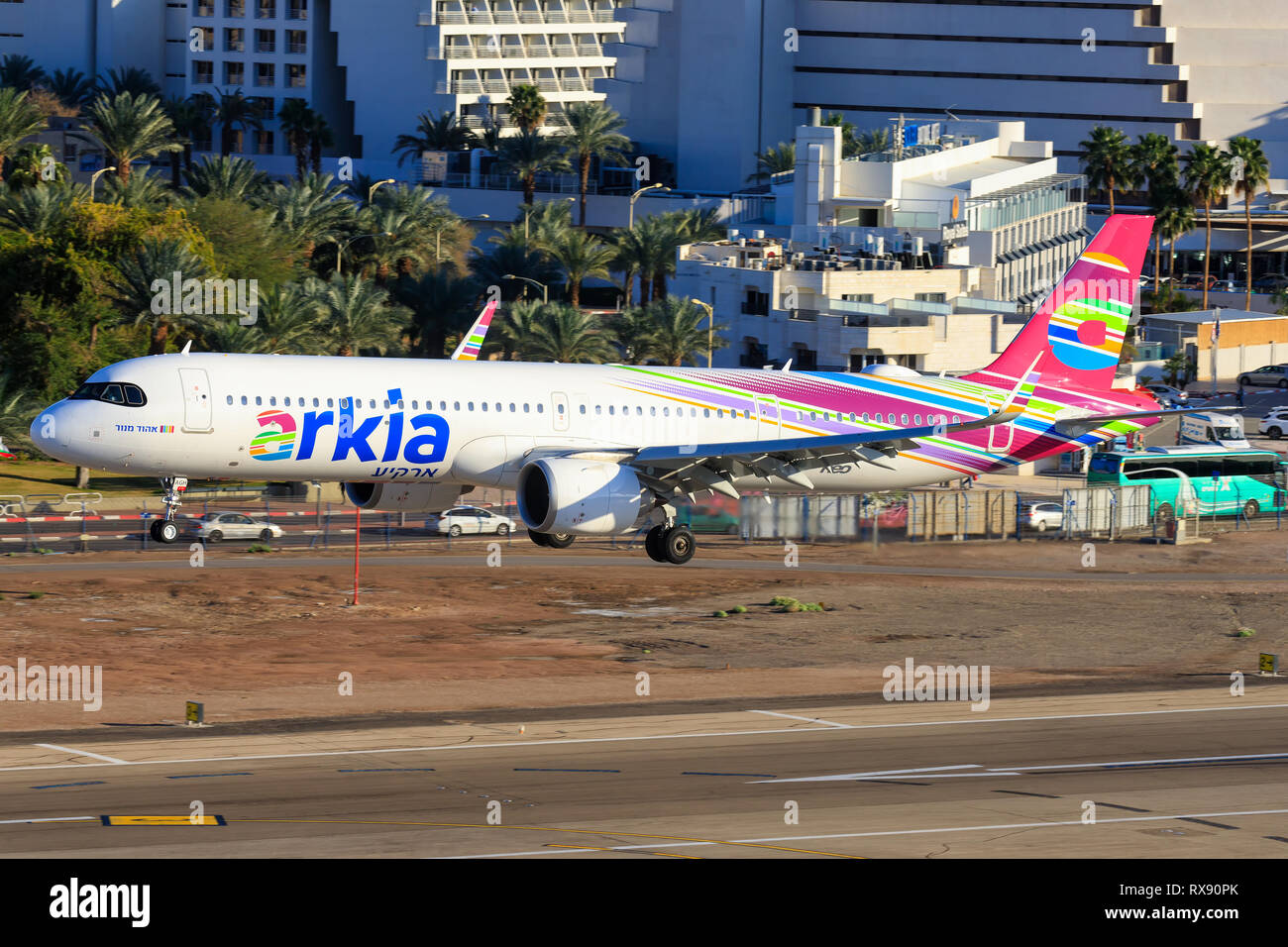 Eilat, ISRAEL-February 24, 2019:Arkia Airbus A321-251NX Neo at old ...