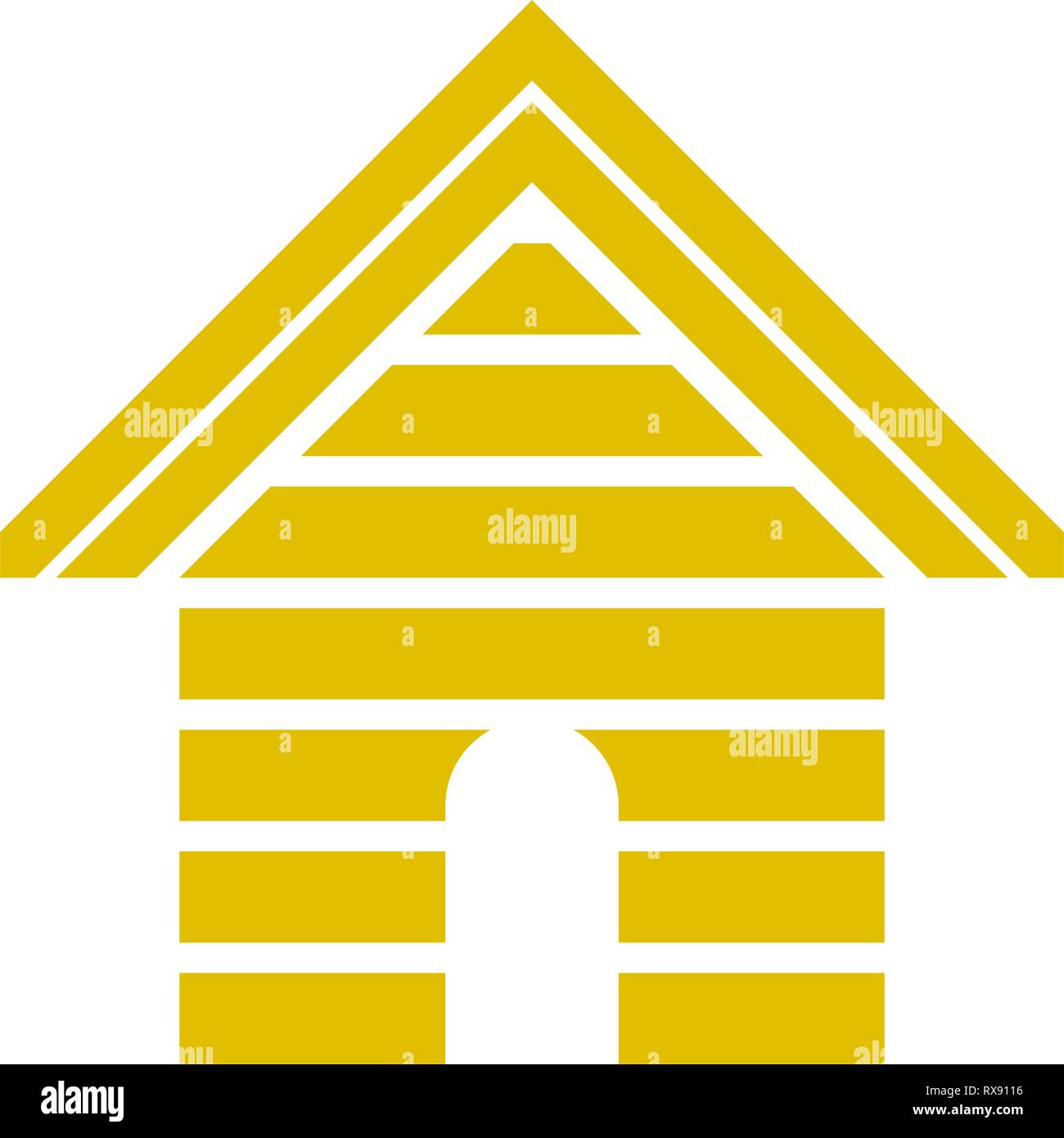 Home symbol icon - golden striped, isolated - vector illustration Stock ...
