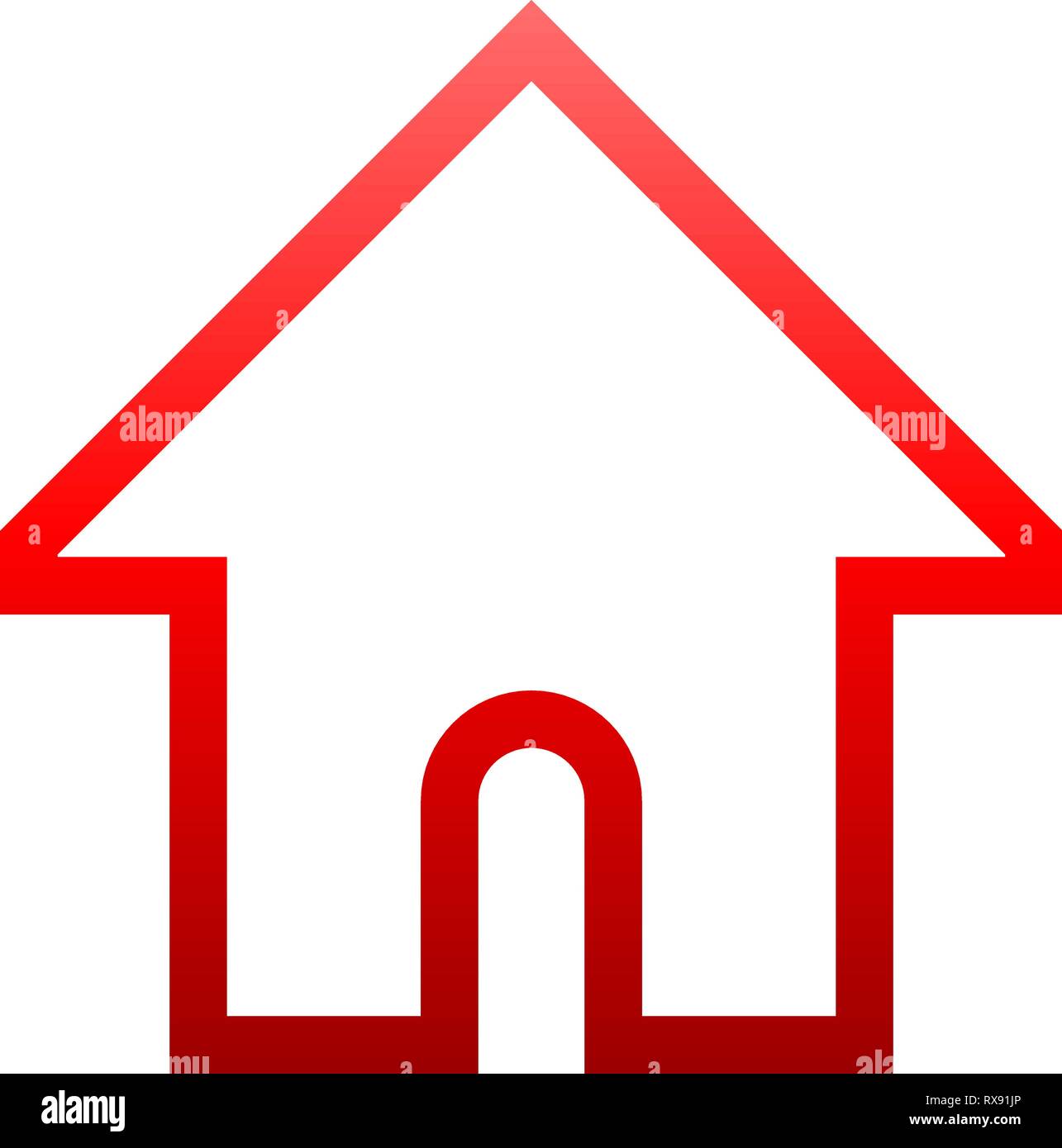 Home symbol icon - red gradient outline, isolated - vector illustration ...