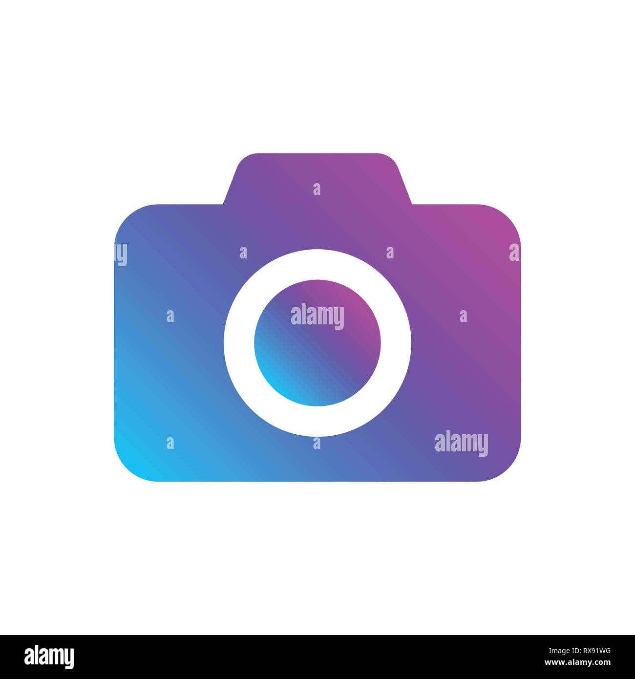 Colorful camera sign in trendy flat style isolated on white background ...