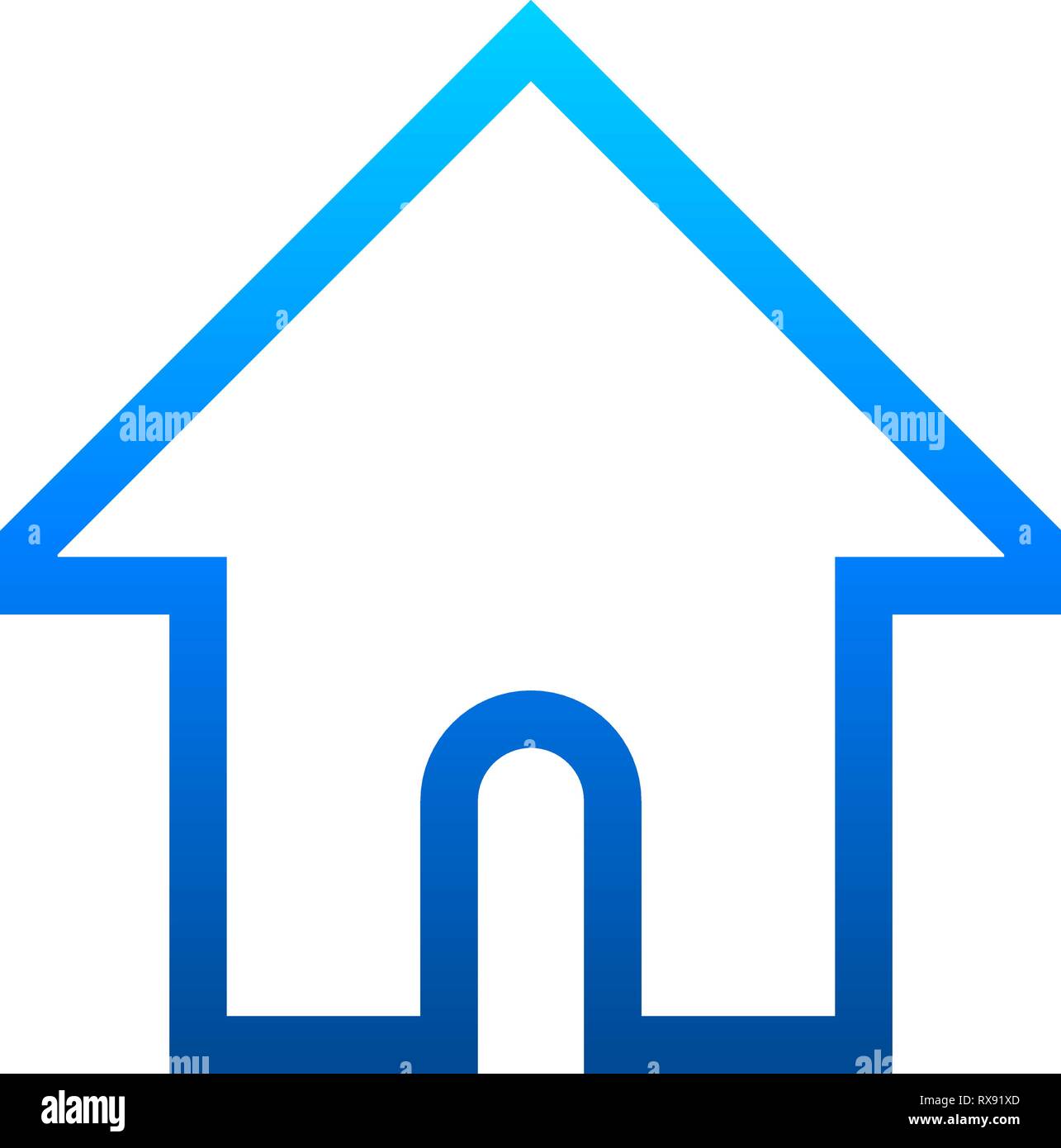 Home symbol icon - blue gradient outline, isolated - vector ...
