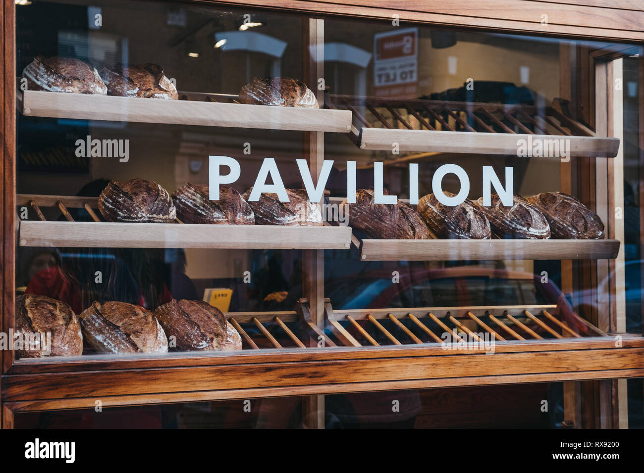 London, UK - February 03, 2019: Fresh bread on window display of ...