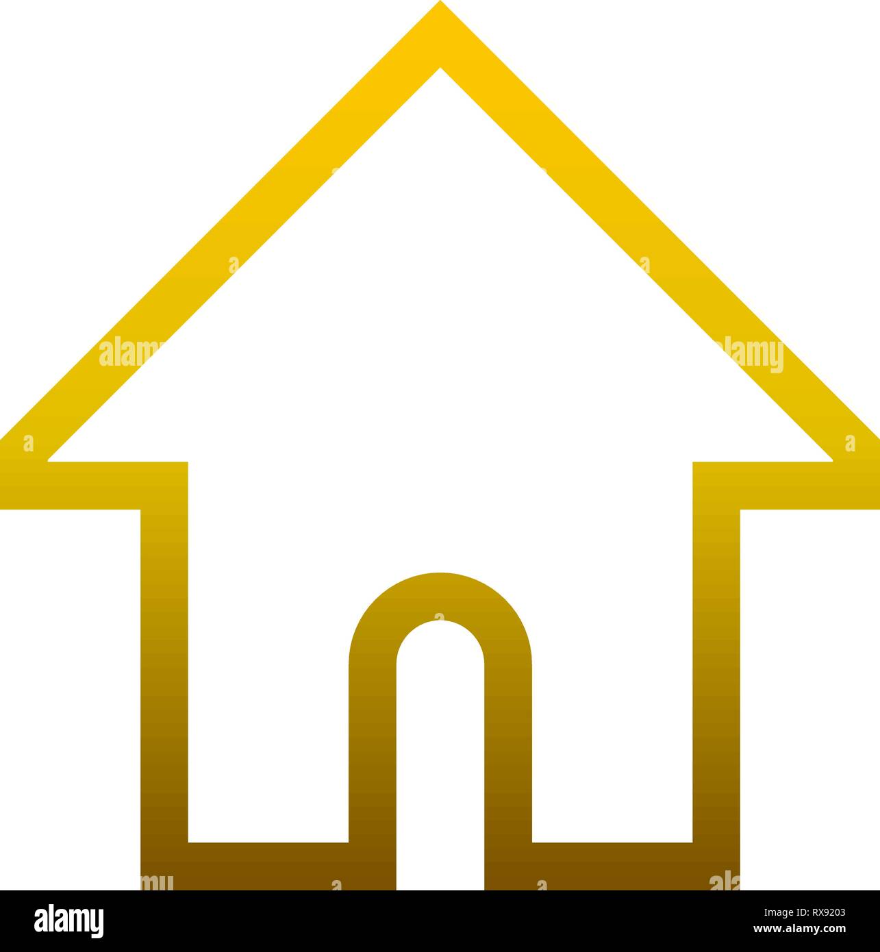 Home symbol icon - golden gradient outline, isolated - vector ...