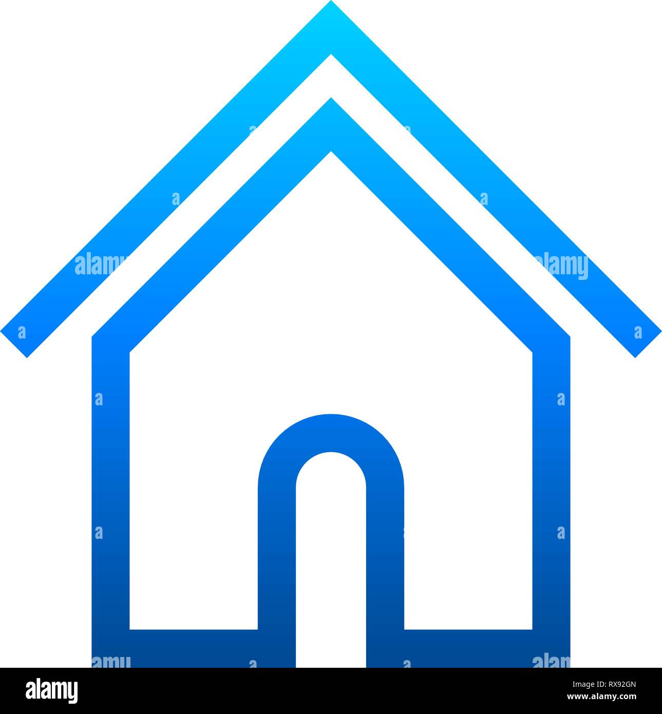Home symbol icon - blue gradient outline, isolated - vector ...