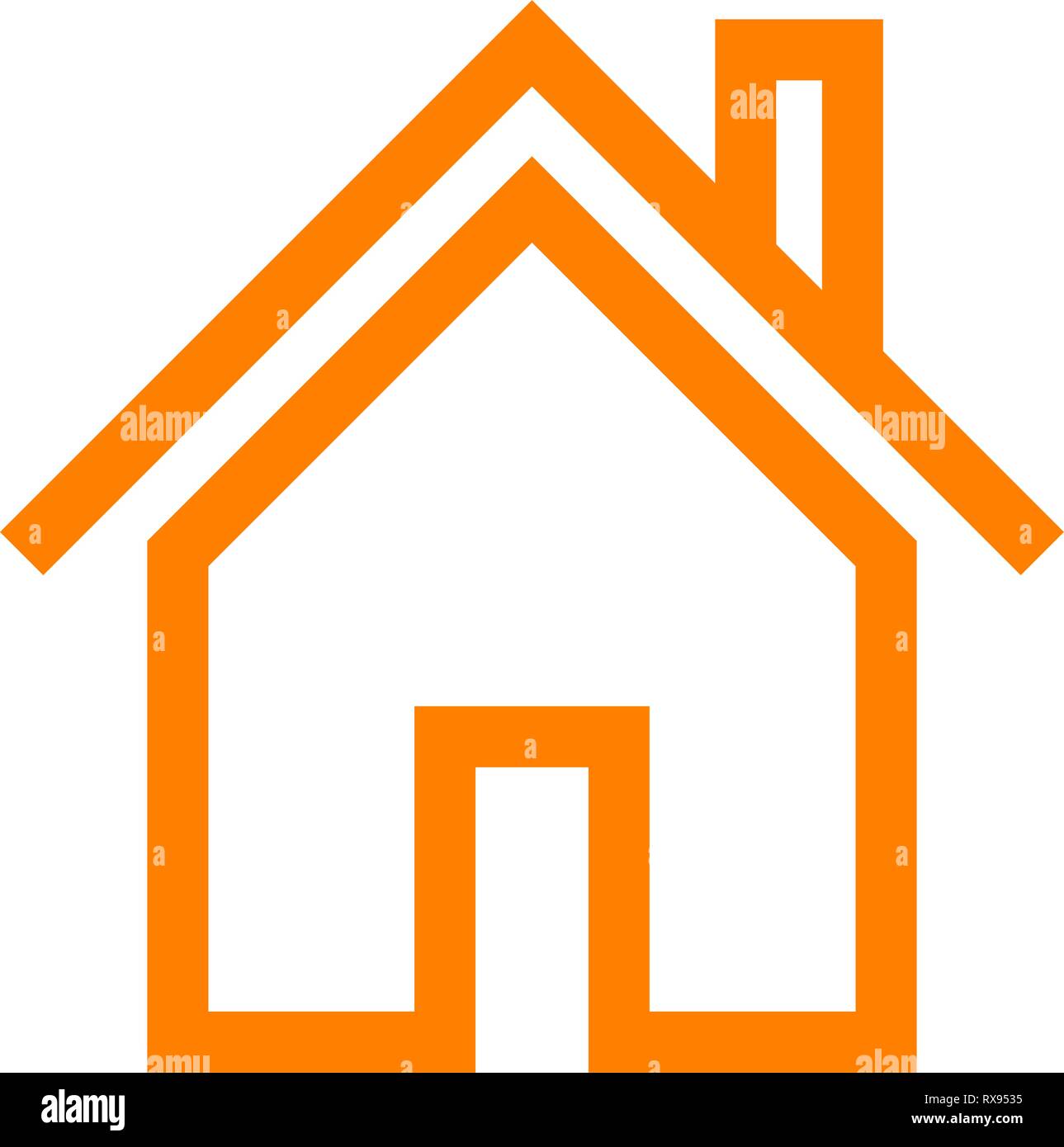 Home symbol icon - orange simple outline, isolated - vector ...