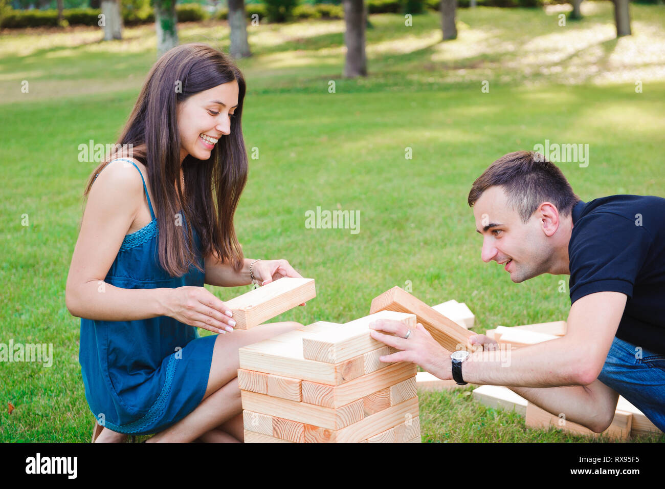 Giant block game hi-res stock photography and images - Alamy