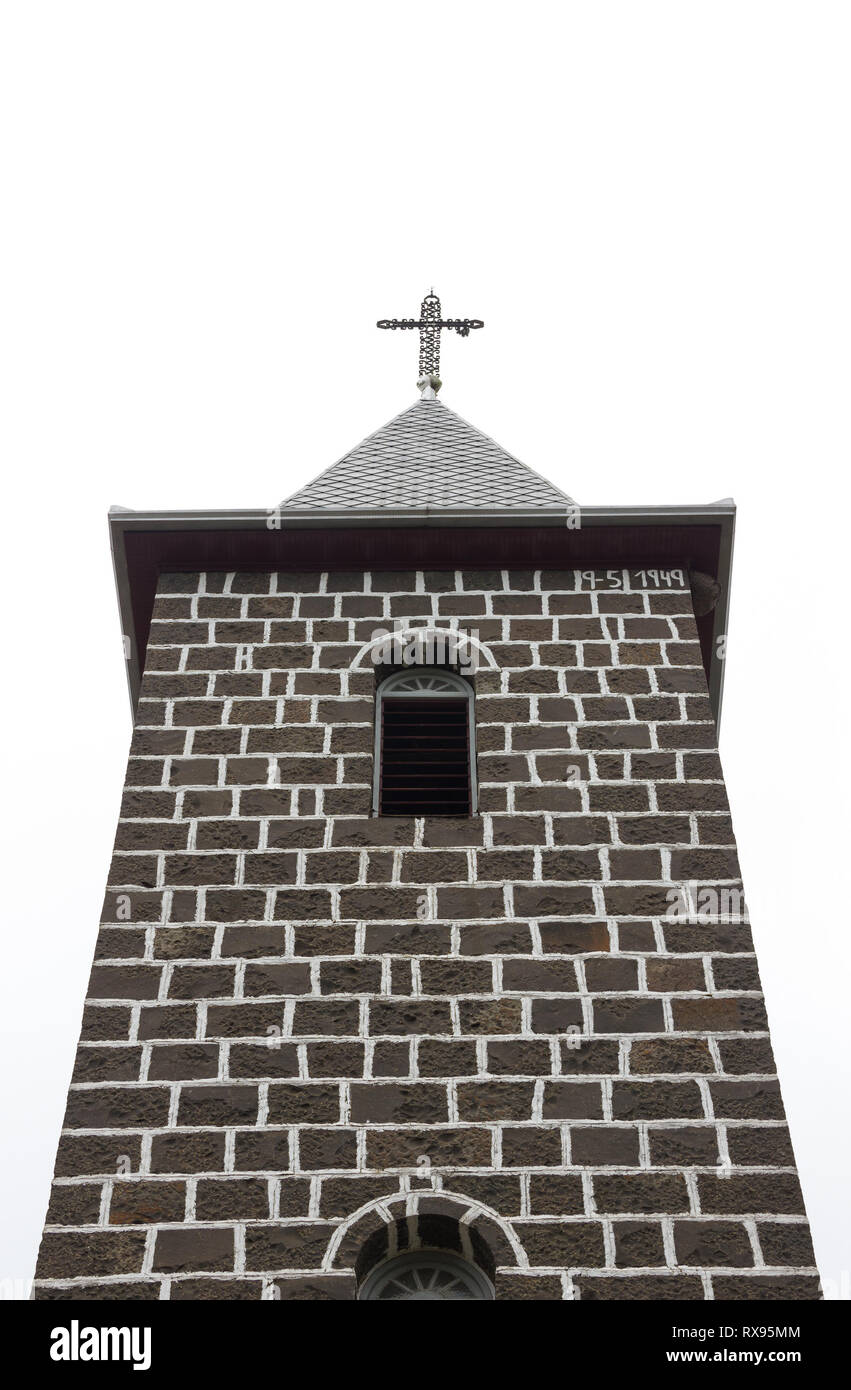 Church Tower with white background. Copy Space. Isolated Stock Photo ...