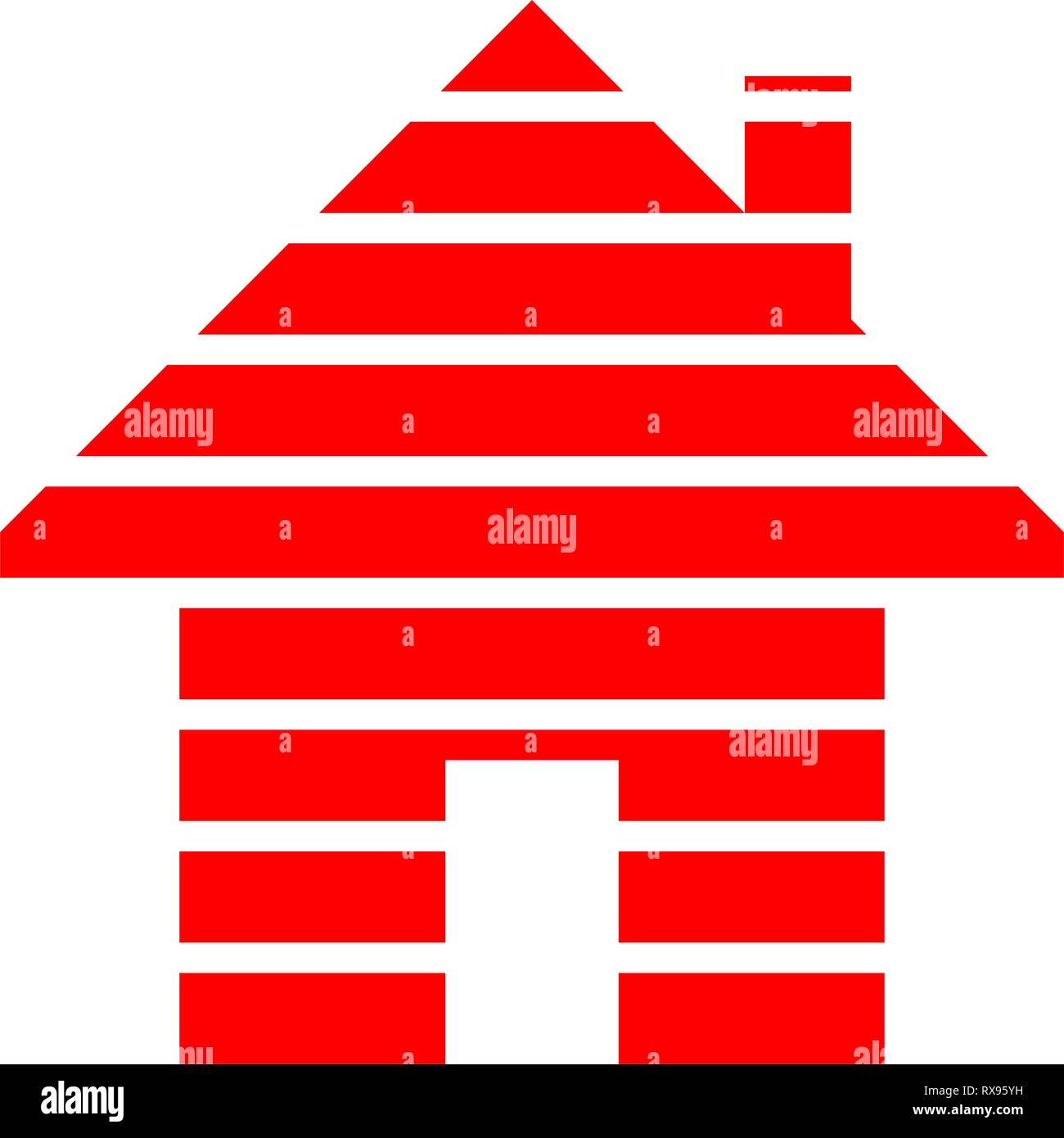 Home symbol icon - red striped, isolated - vector illustration Stock ...