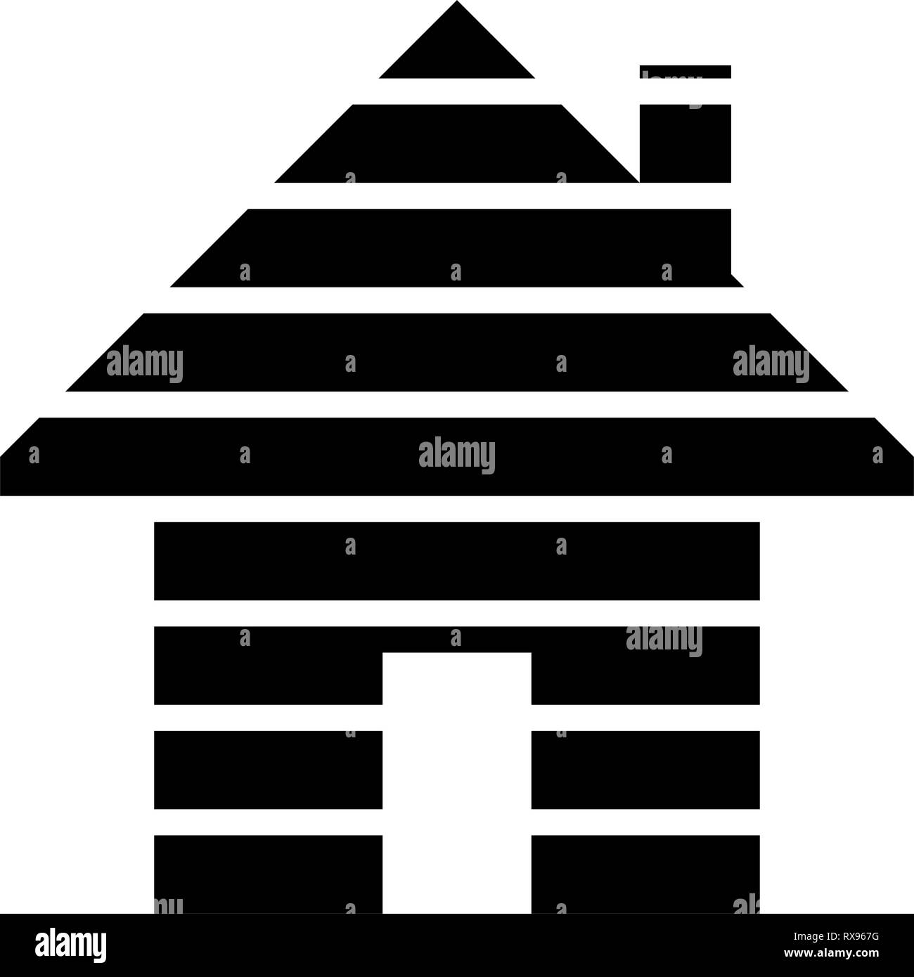 Home symbol icon - black striped, isolated - vector illustration Stock ...