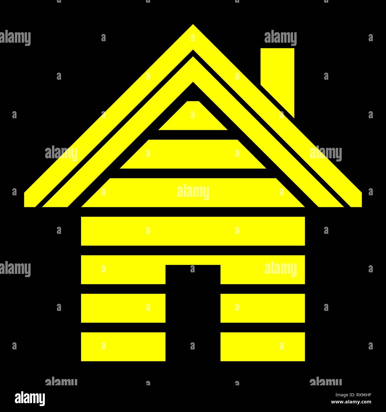 Home symbol icon - yellow striped, isolated - vector illustration Stock ...