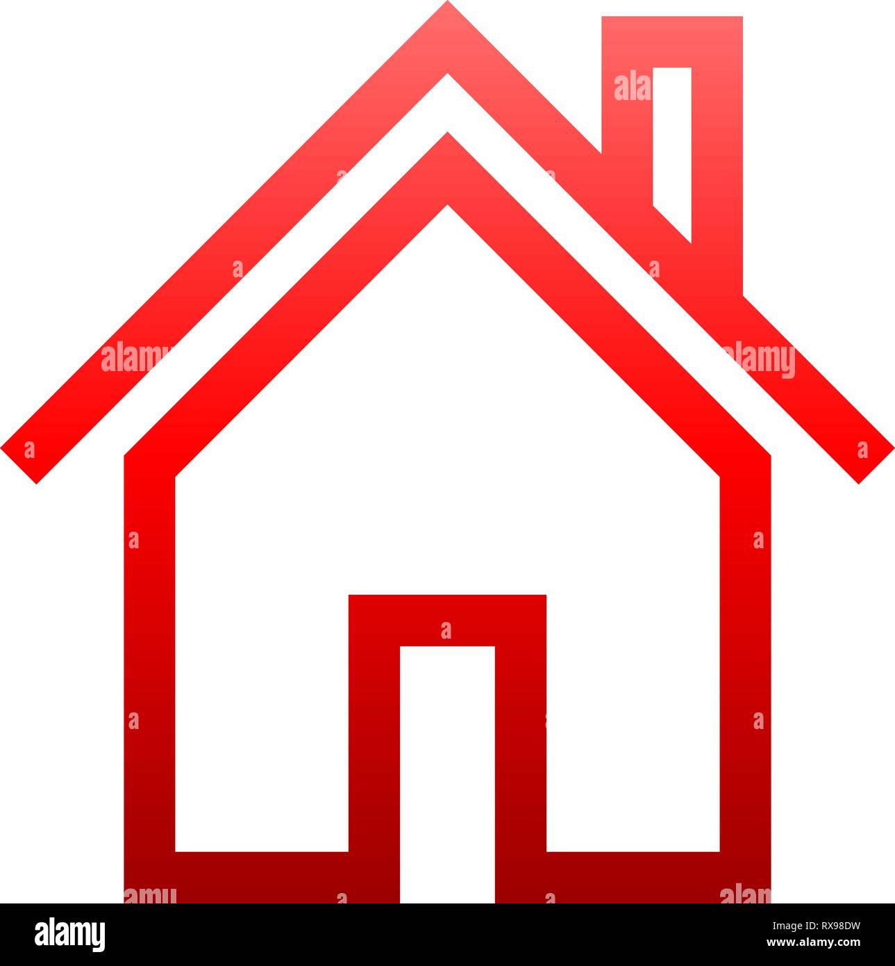 Home symbol icon - red gradient outline, isolated - vector illustration ...