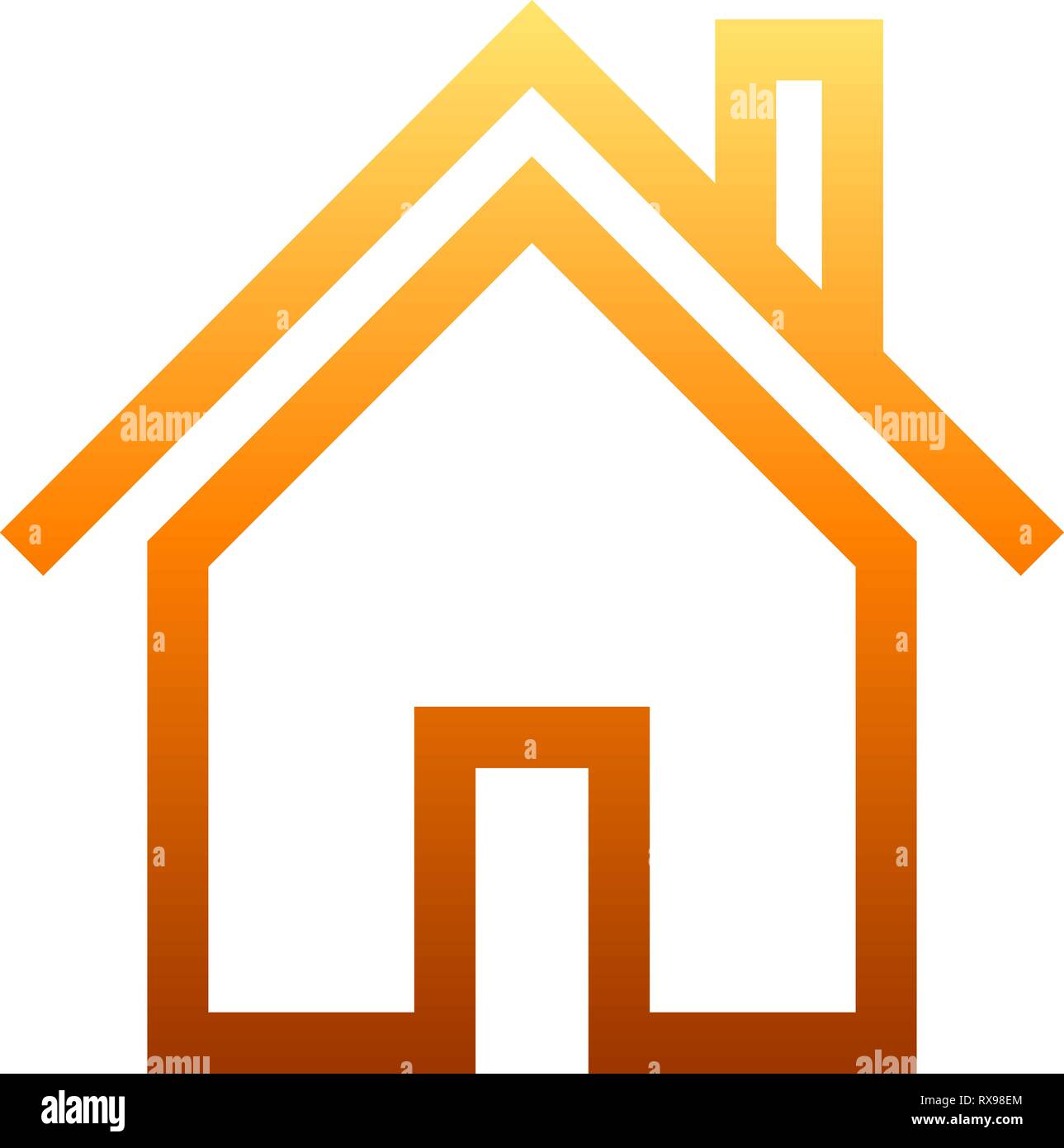 Home symbol icon - orange gradient outline, isolated - vector ...
