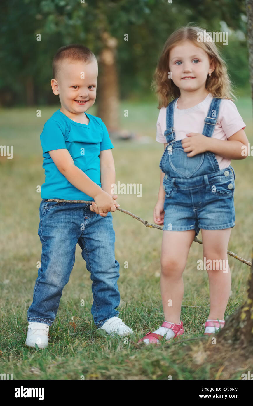 Portrait happy kids outdoor smile brother hi-res stock photography and ...