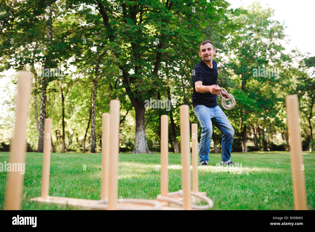 Ring toss throwing game hi-res stock photography and images - Alamy