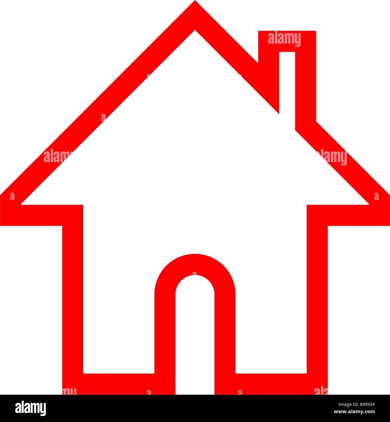 Home symbol icon - red simple outline, isolated - vector illustration ...