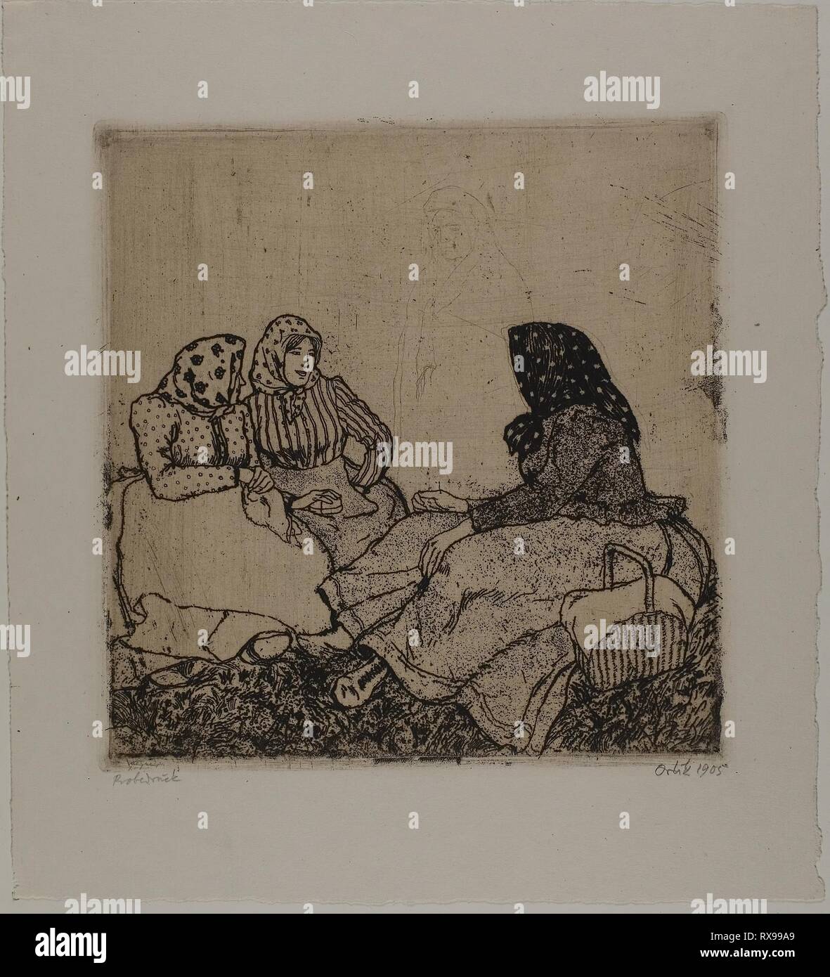 Three Women. Emil Orlik; German, born Czech Republic, 1870-1932. Date ...