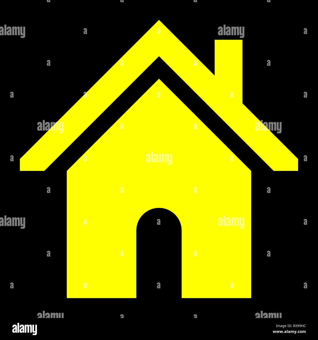 Home symbol icon - yellow simple, isolated - vector illustration Stock ...