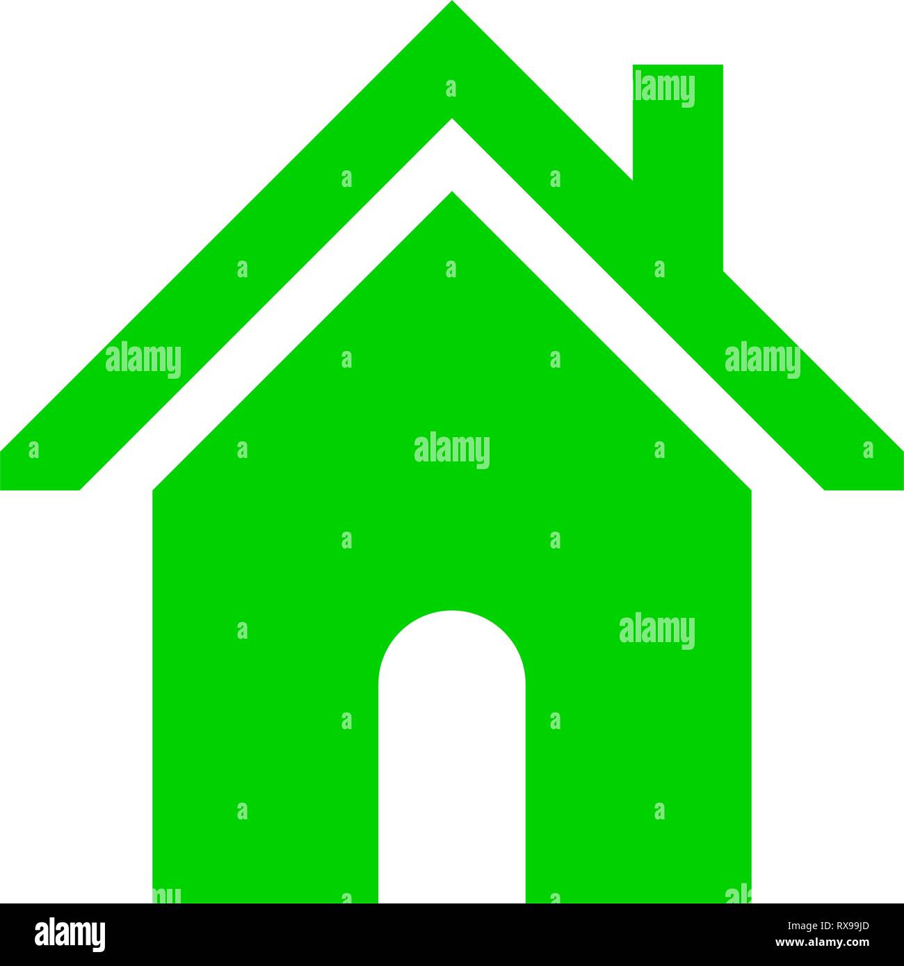 Home symbol icon - green simple, isolated - vector illustration Stock ...