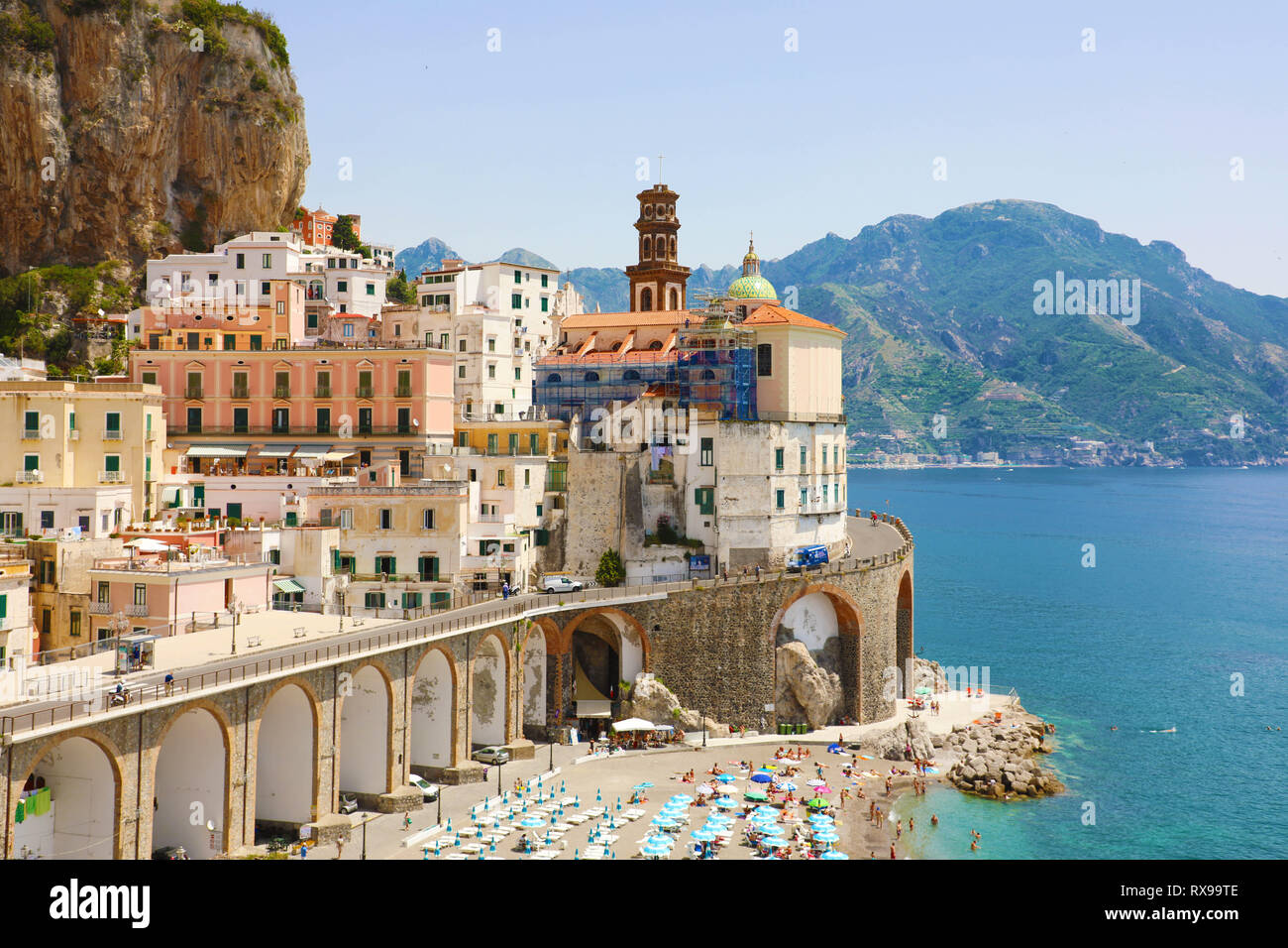 Atrani stunning village overhanging the sea in Amalfi Coast, Italy ...