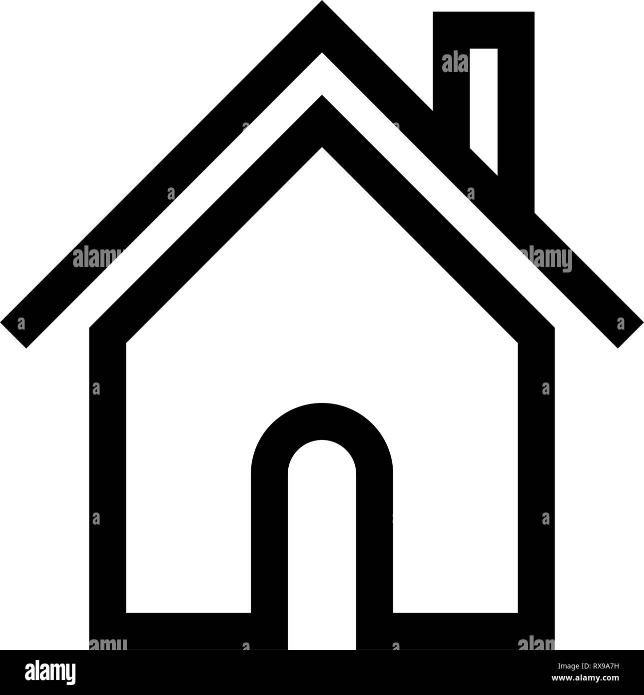 Home symbol icon - black simple outline, isolated - vector illustration ...