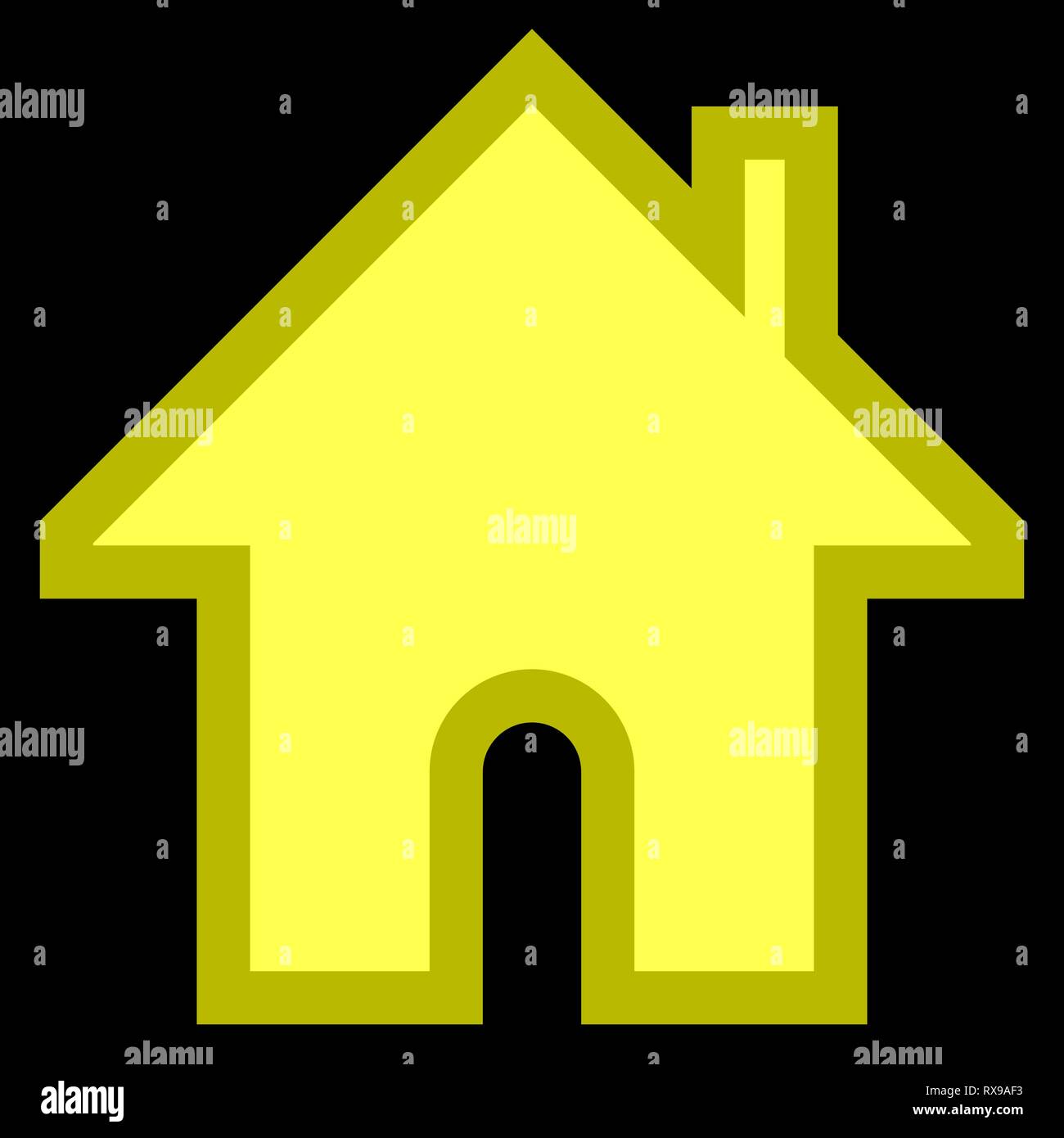 Home symbol icon - yellow simple with outline, isolated - vector ...