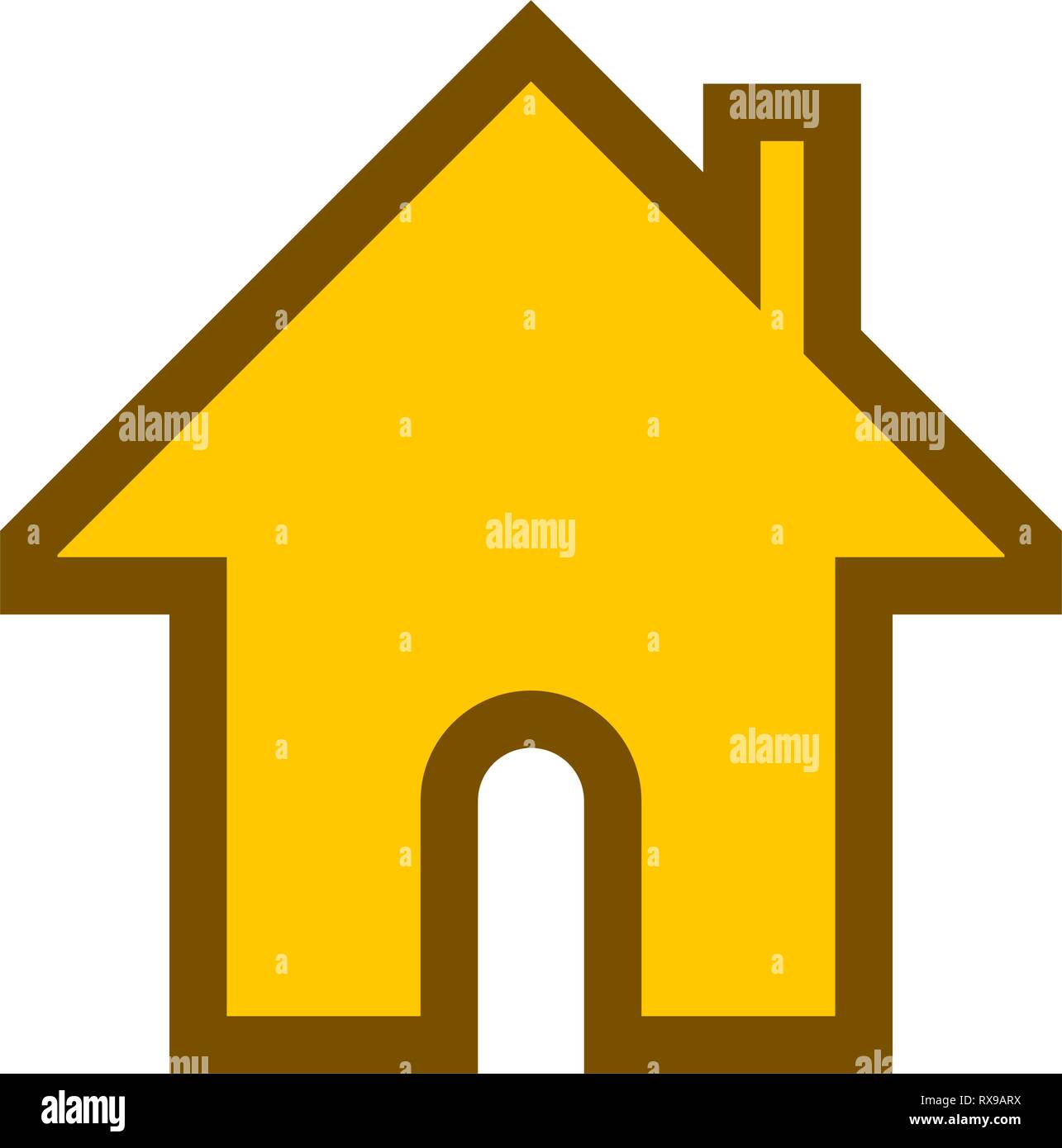 Home symbol icon - golden simple with outline, isolated - vector ...