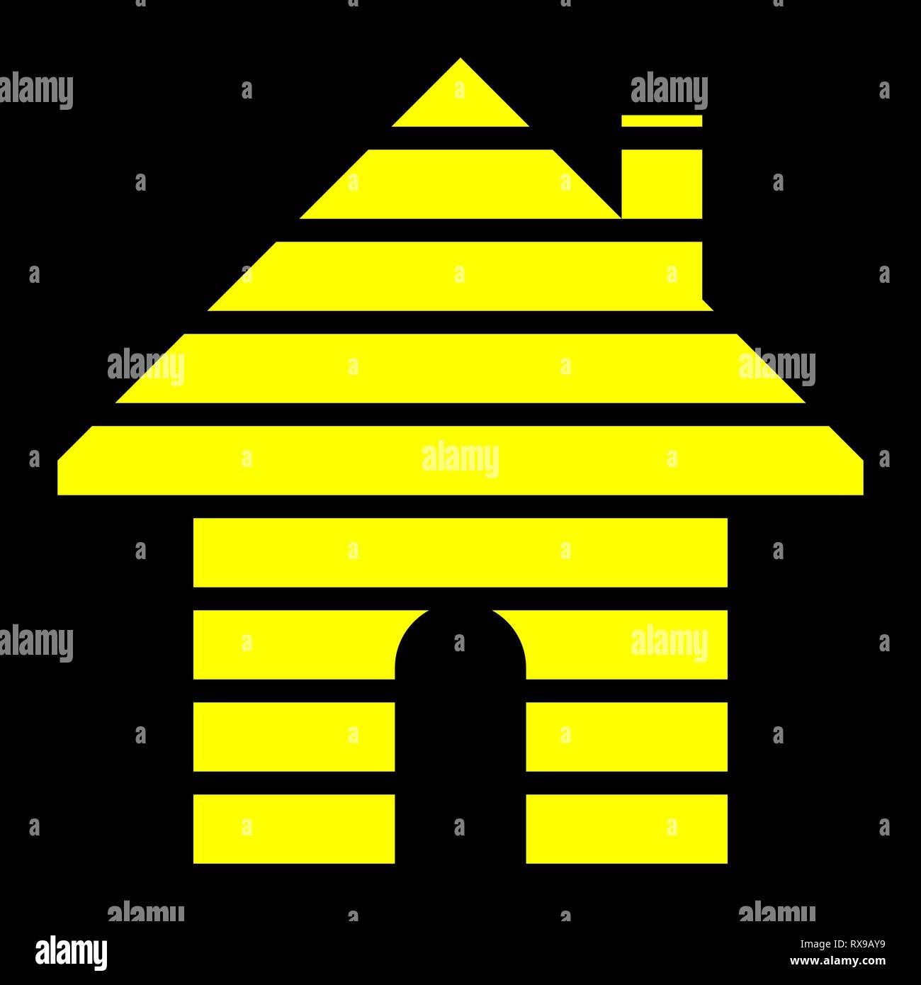 Home symbol icon - yellow striped, isolated - vector illustration Stock ...