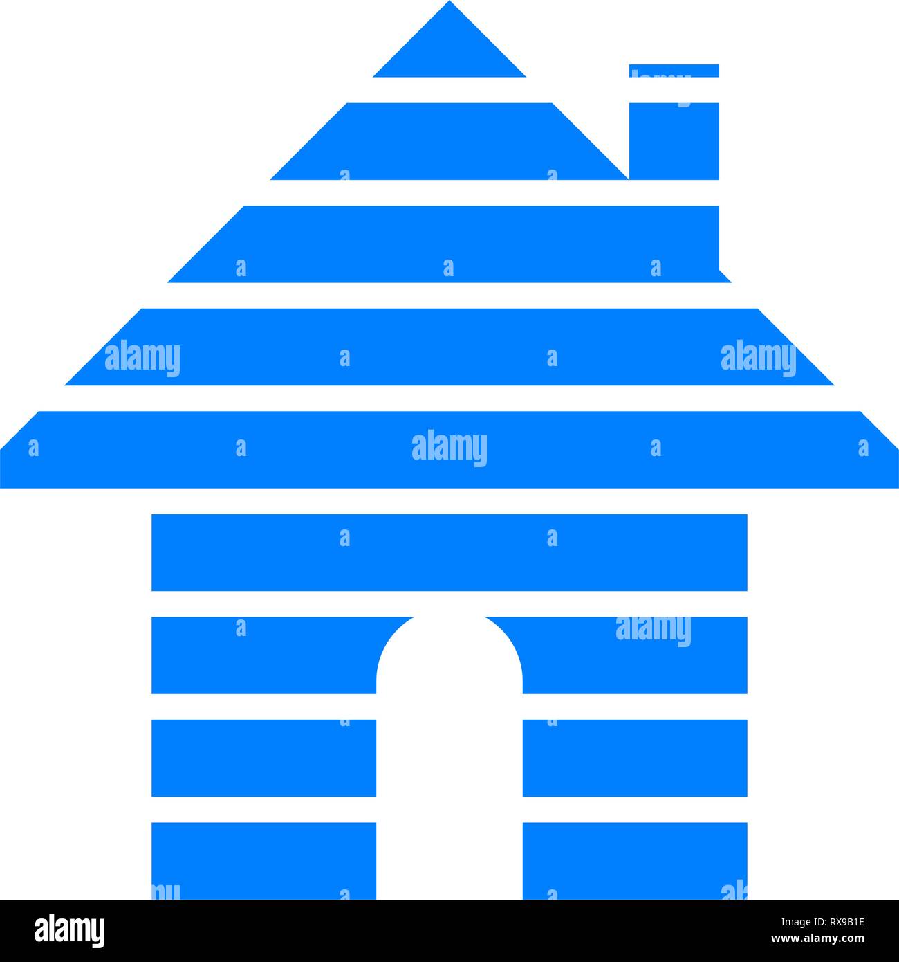 Home symbol icon - blue striped, isolated - vector illustration Stock ...