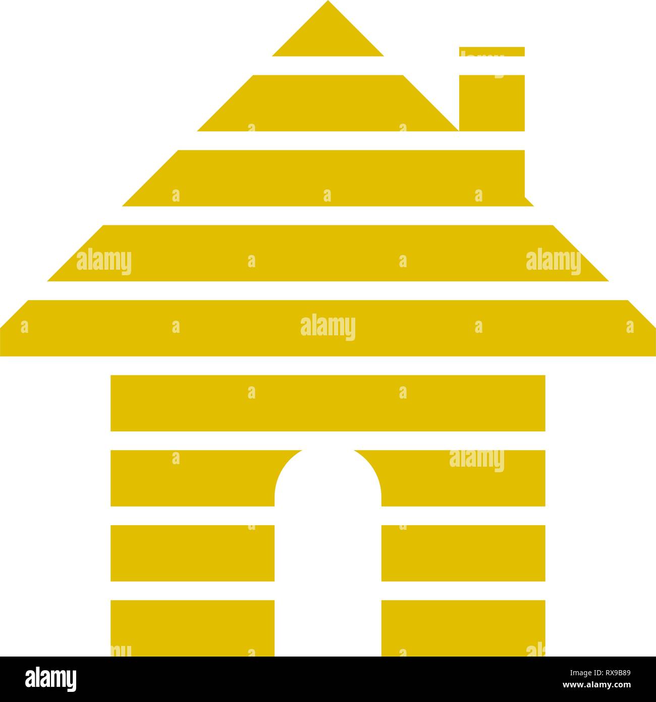 Home symbol icon - golden striped, isolated - vector illustration Stock ...