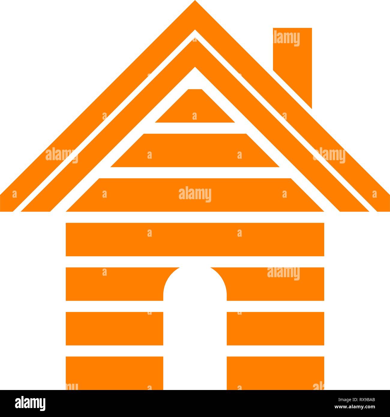 Home symbol icon - orange striped, isolated - vector illustration Stock ...
