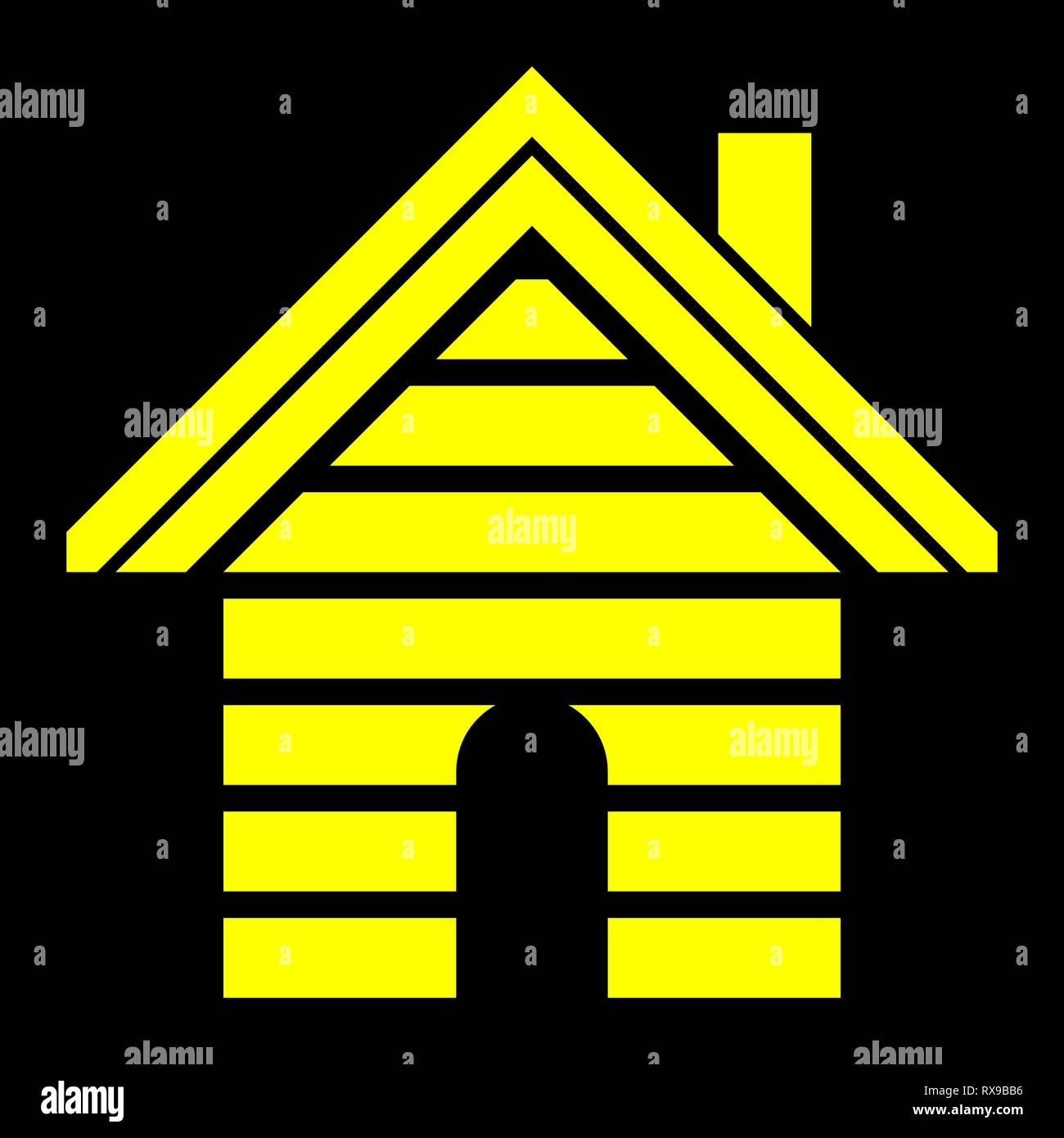 Home symbol icon - yellow striped, isolated - vector illustration Stock ...